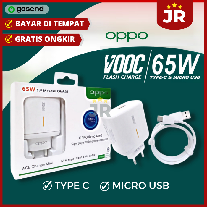 Jual Charger / Carger Oppo 65W Type C Support Fast Charging Super Vooc Reno Ace 2 Ori 100% / 65 ...
