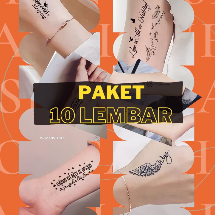 Jual 10 lembar Tatto Temporer Tulisan aesthetic (Random) sticker ...