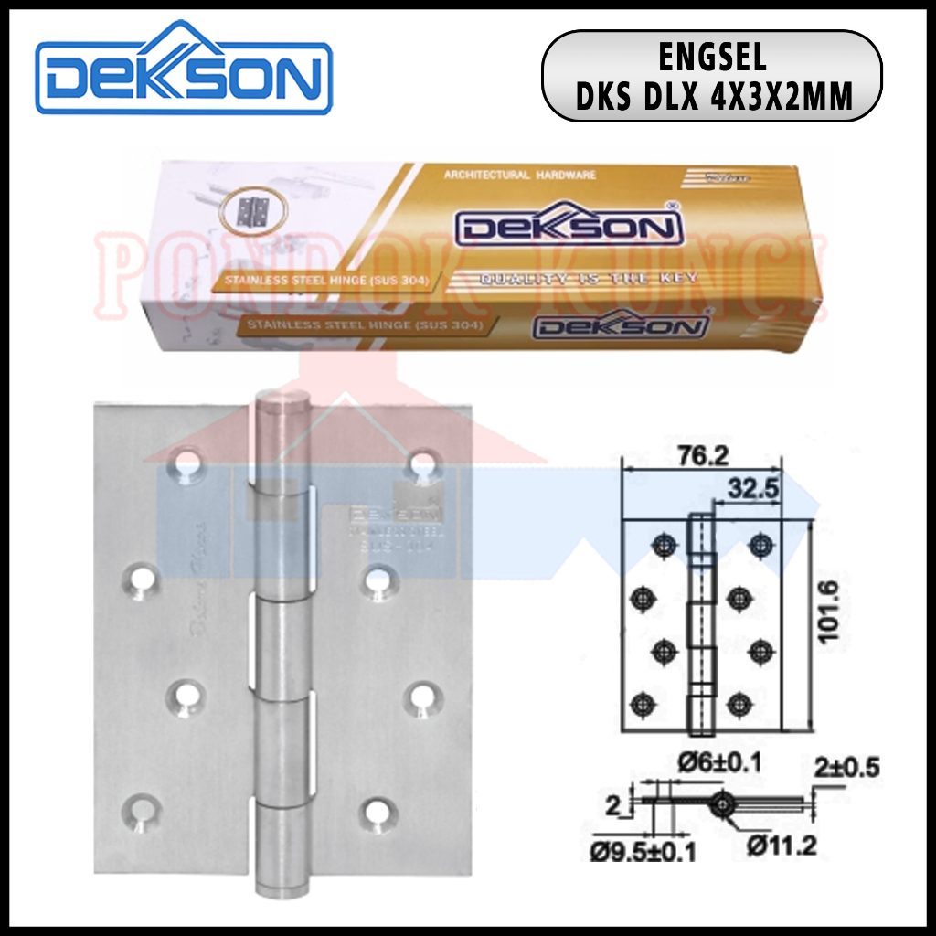 Jual Engsel Pintu 4 Inch Dekkson Deluxe 4"x3"x2mm 2BB SSS Stainless ...