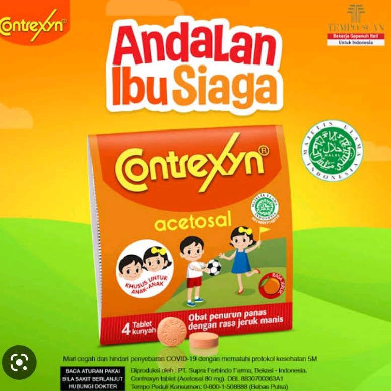 Jual Contrexyn Anak Tablet Kunyah Jeruk Penurun Panas/Demam/Sakit Gigi ...