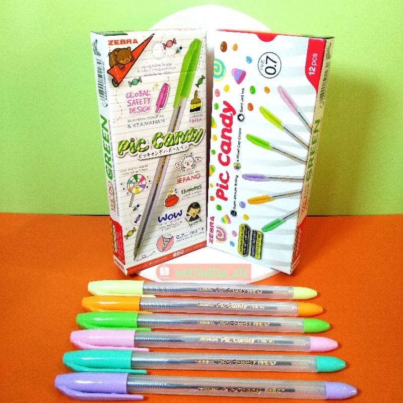 Jual PEN ZEBRA PIC CANDY (1 LUSIN) / PULPEN ZEBRA SEMI GEL 0.7 BLACK ...