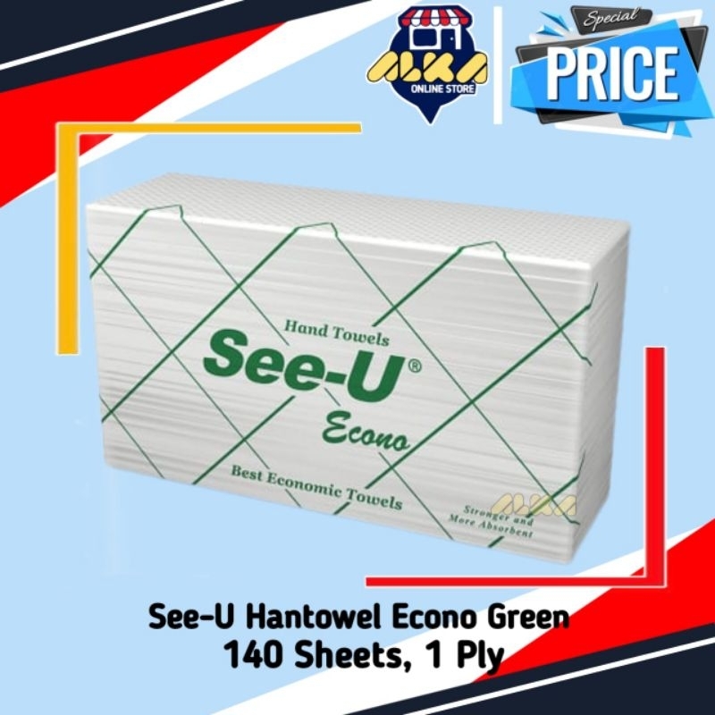 Jual Tissue See-U Handtowel Econo Green/Hijau 1ply 140sheet tisu ...