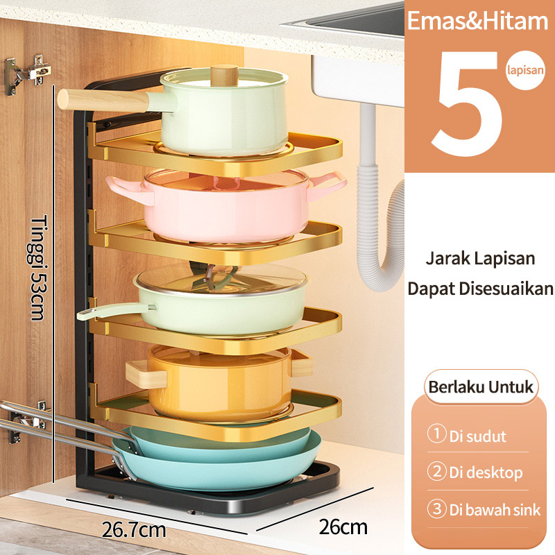 Jual Rak Panci Dapur Multifungsi Rak Lauk Kompor Sudut Wastafel Kabinet ...