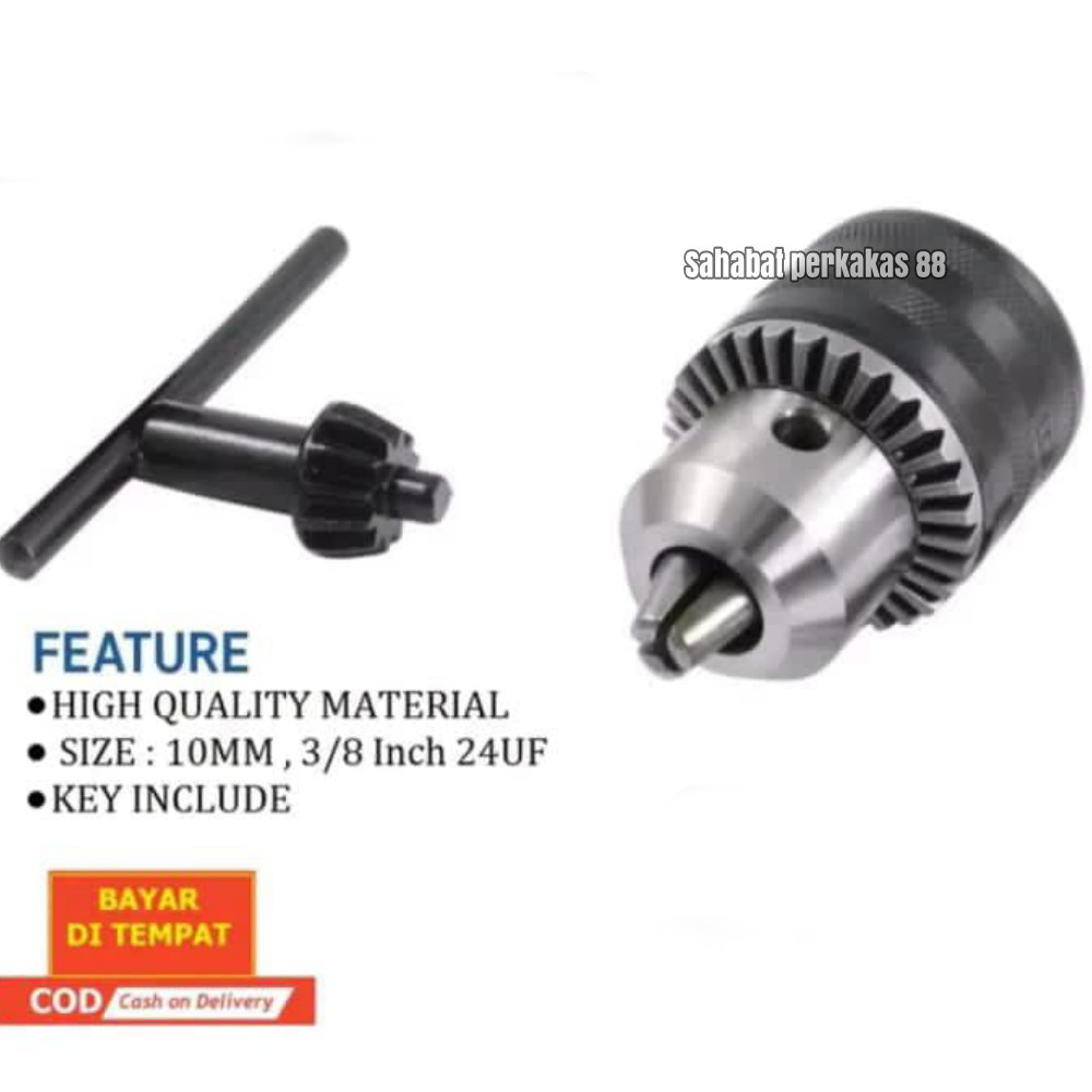 Jual YUKIDO Kepala Mesin Bor 10mm x 3/8" & 13mm x 1/2" Drat Drill Chuck ...
