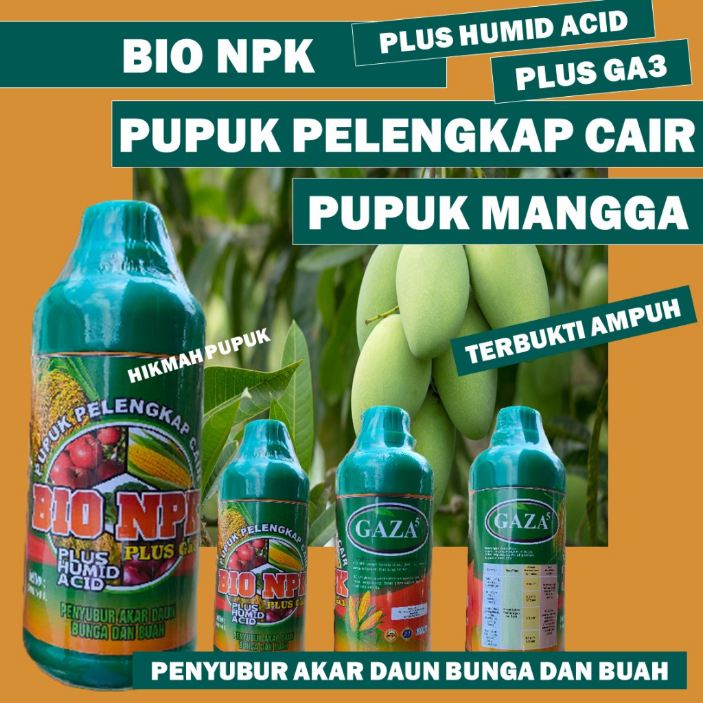 Jual Pupuk NPK Plus Ga3 dan Humid Acid Pelebat Mangga Terbaik BIO NPK Isi 500 ML, Pupuk Organik ...