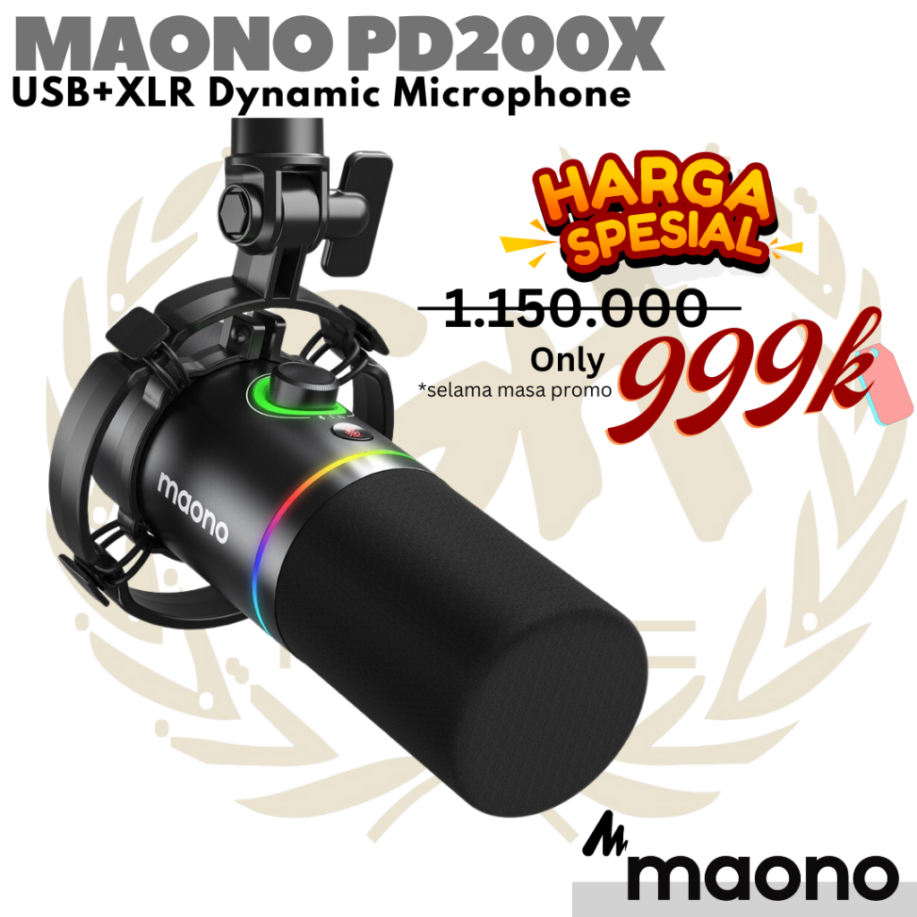 Jual MAONO PD200X USB / XLR Dynamic Microphone | Gaming Podcast ASMR RGB PD200 | Shopee Indonesia