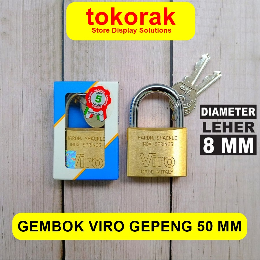 Jual GEMBOK VIRO GEPENG 50 MM ASLI ITALY RUMAH PAGAR RUKO KANTOR GUDANG ...