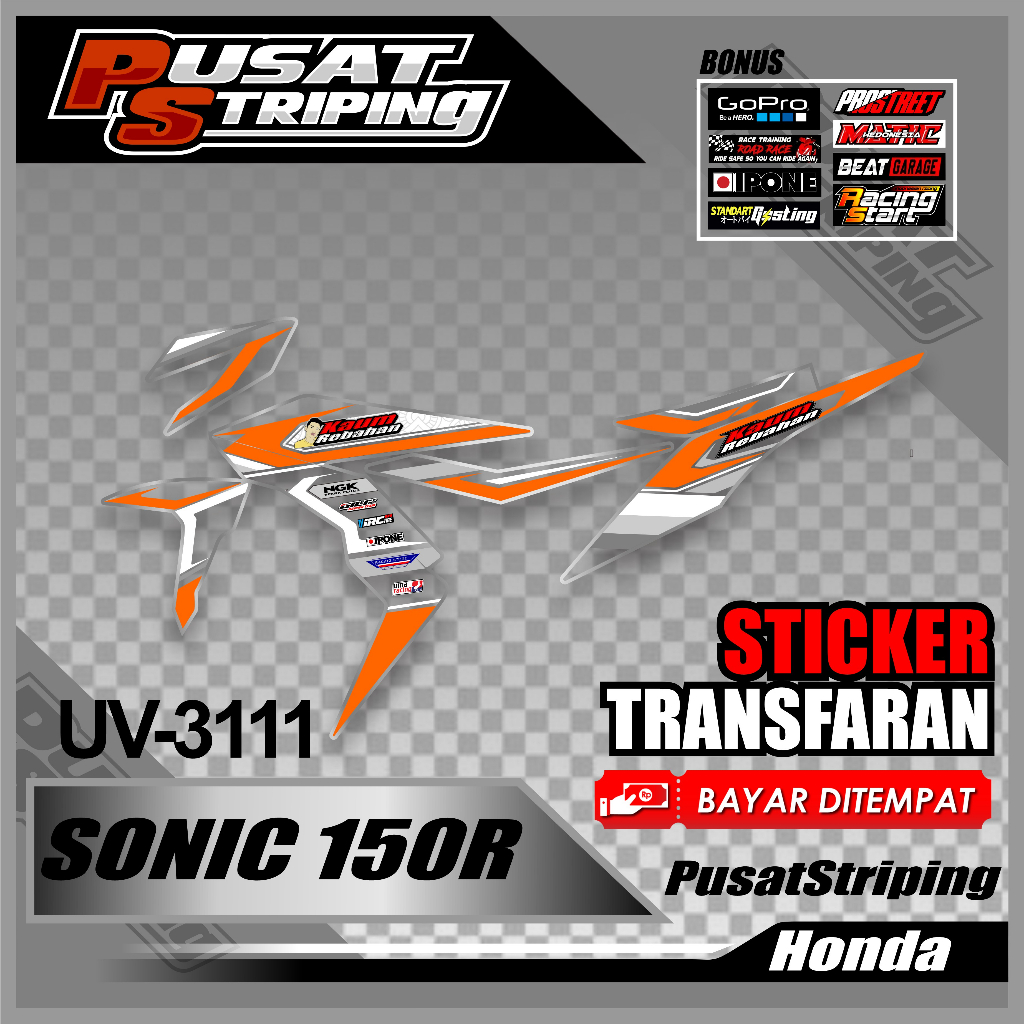Jual STICKER TRANSPARAN STRIPING SONIC 150R / STRIPING SONIC / STRIPING ...