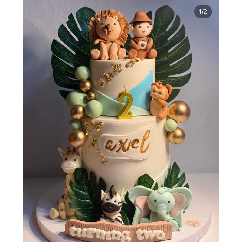 Jual animal cake/kue ulang tahun anak tema animal/2 tingkat kue ulang ...
