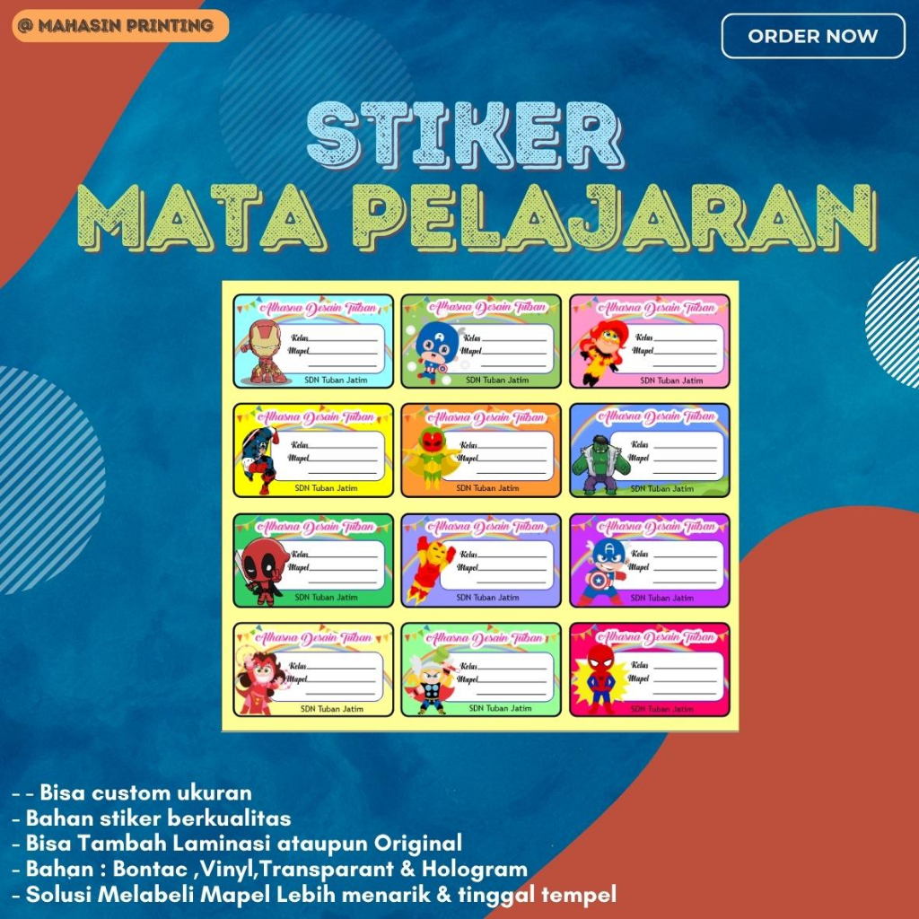 Jual STIKER MATA PELAJARAN, STIKER MAPEL, (PER A3 BISA JADI 21 - 80 Pcs ...