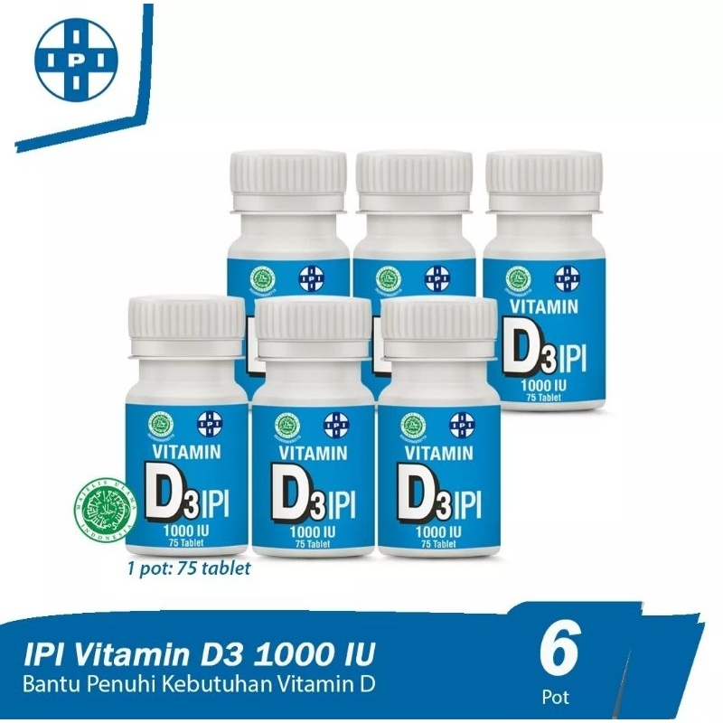 Jual IPI Vitamin D3 1000 IU Per 6 botol - 1 botol isi 75 tablet ...