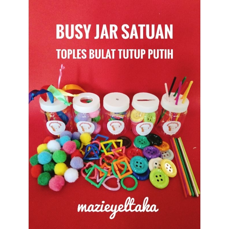Jual mainan montessori satuan busy jar toples bulat tutup putih ...