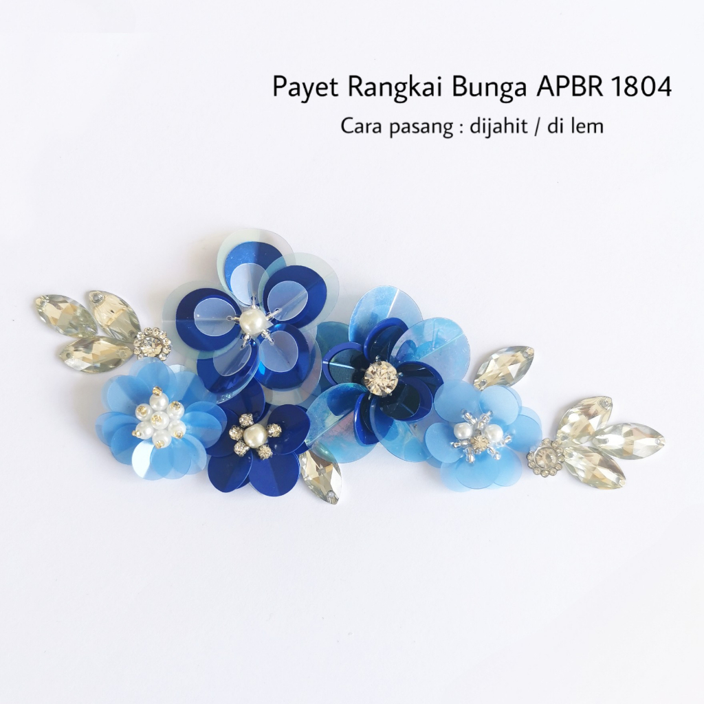 Jual Payet Bunga 3d Apbr 1804 Bahu Lengan Pinggang Silver Navy Dark