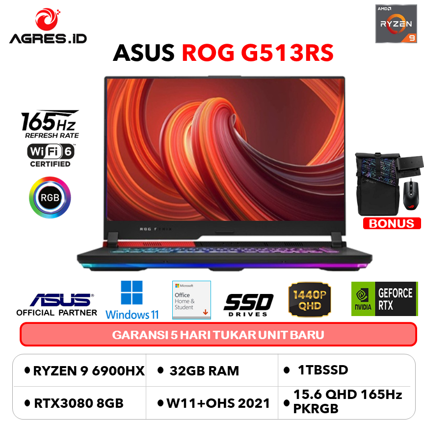 Jual ASUS ROG STRIX G15 G513RS RYZEN 9 6900HX RTX3080 8GB/ 32GB 1TB W11 ...