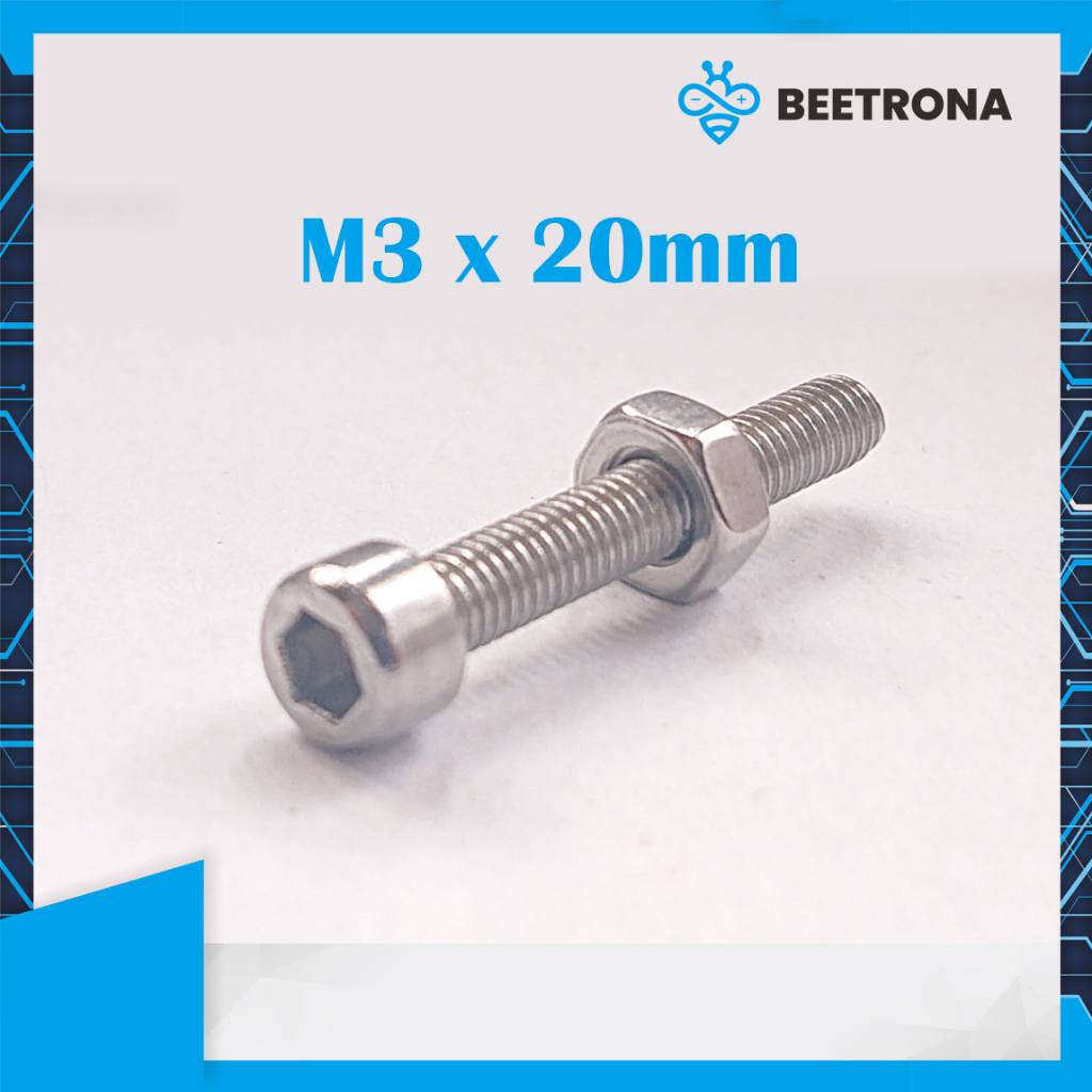 Jual Mur Baut L M3 x 20 M3*20 20mm SS304 Hexa Socket Screw Nut | Shopee ...