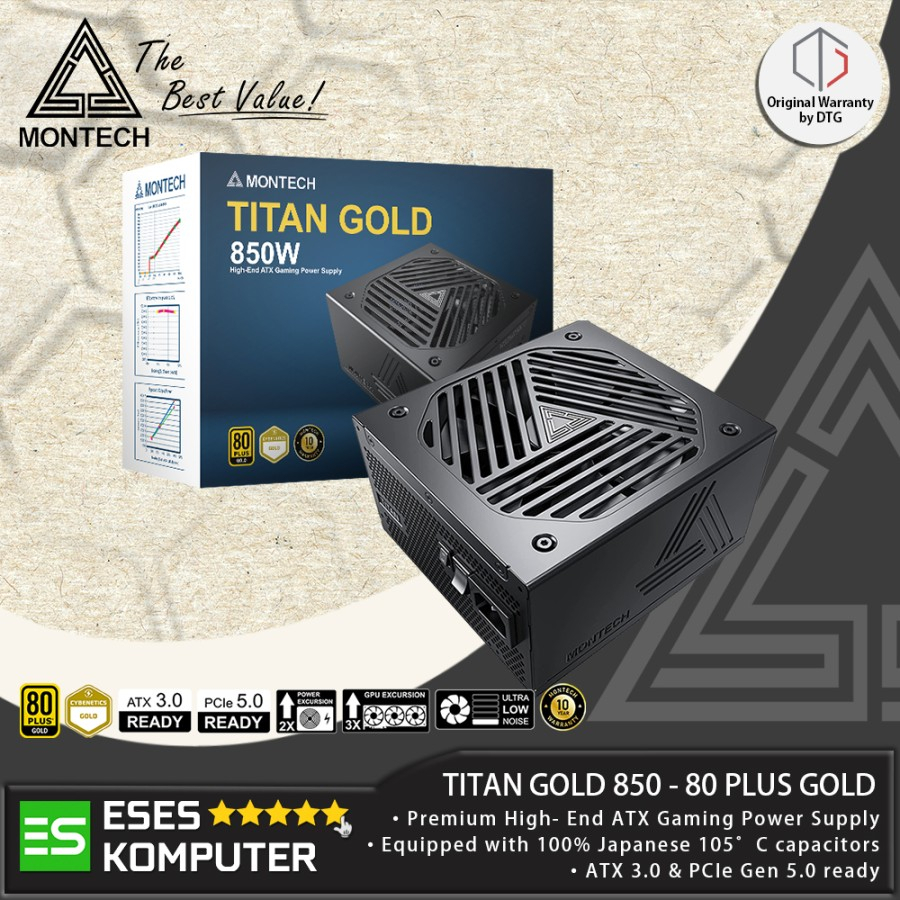 Jual PSU MONTECH TITAN 850 GOLD | 850W 80 Plus Gold | ATX 3.0 & PCIE 5. ...
