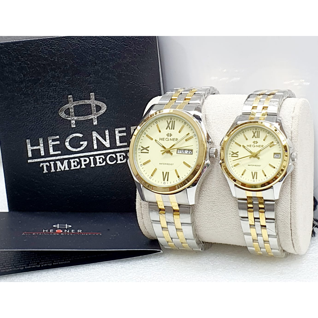 Jual Jam Tangan Couple Hegner 8001 Analog Romawi Rantai Stainless Steel ...
