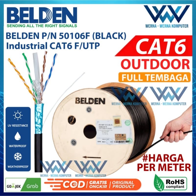 Jual BELDEN KABEL LAN UTP CAT6 RJ45 OUTDOOR METERAN / CABLE STP NETWORK ...