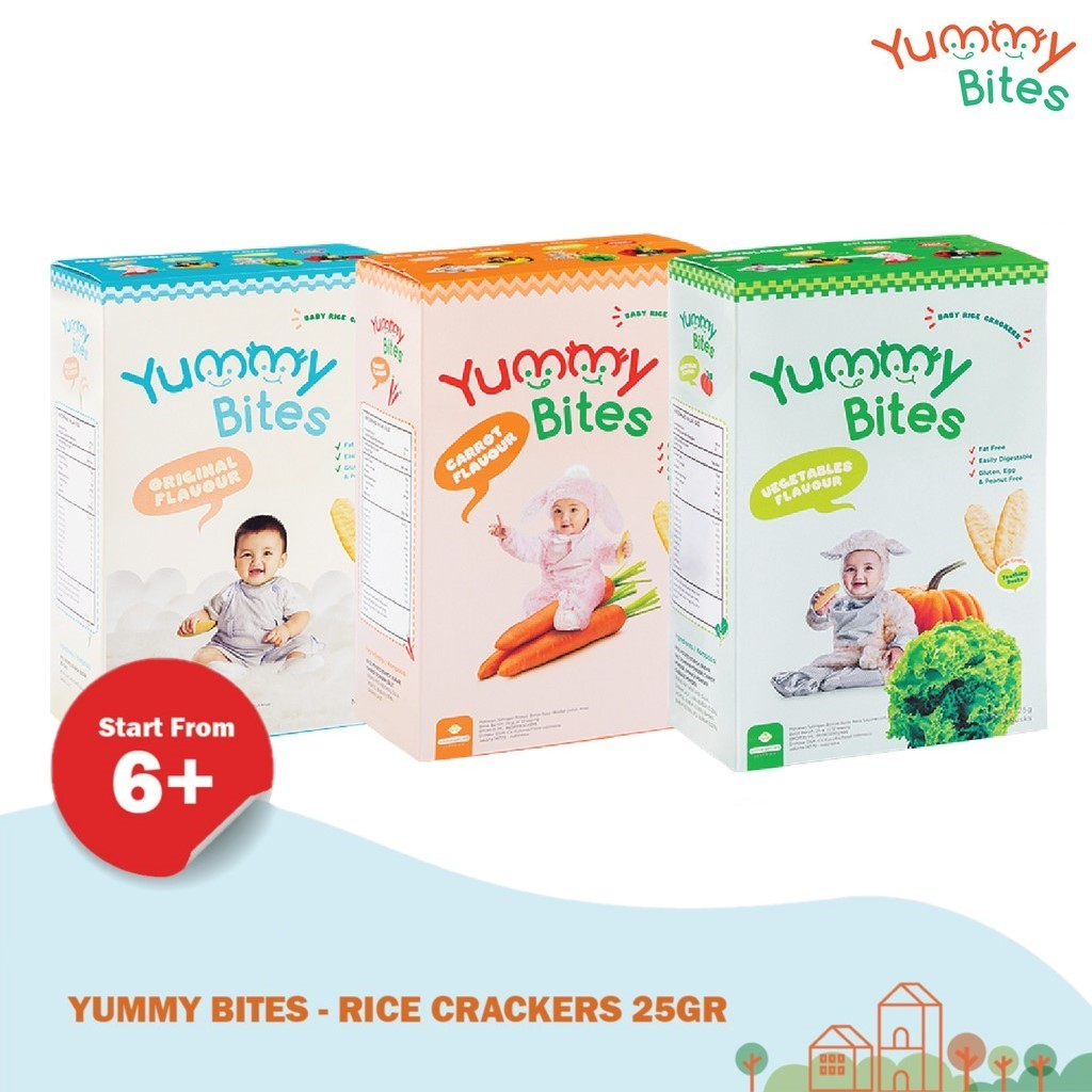 Jual YUMMY BITES Baby Rice Crackers 25gr (6m+) - Snack MPASI | Snack ...