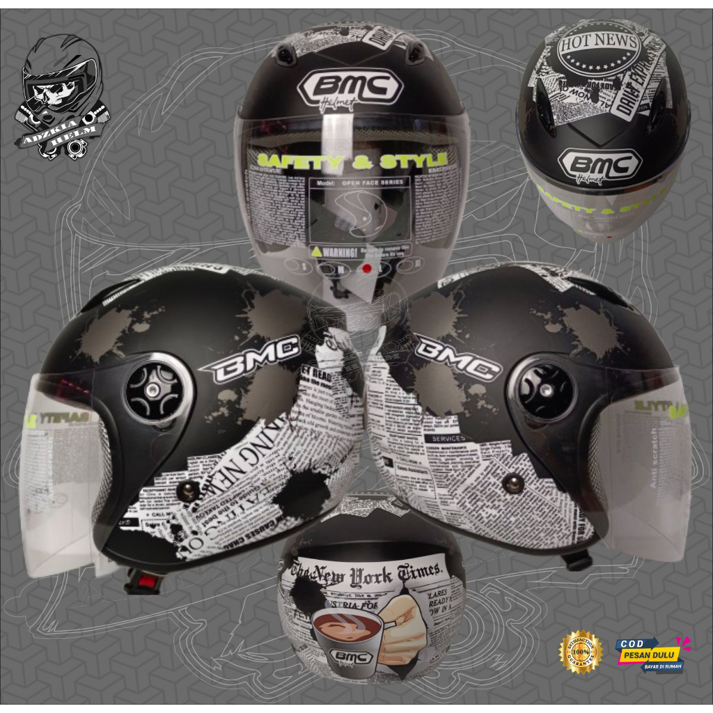 Jual HELM BMC MILAN HOT NEWS BLACK MATT/WHITE / HALF FACE | Shopee ...