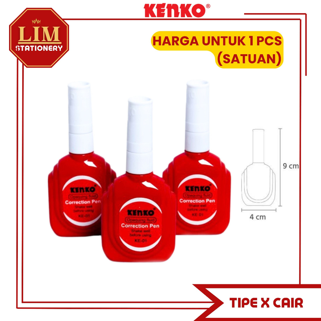Jual (12 PCS) Kenko - Tip ex Cair / Correction Fluid BARU KENKO-01 ...