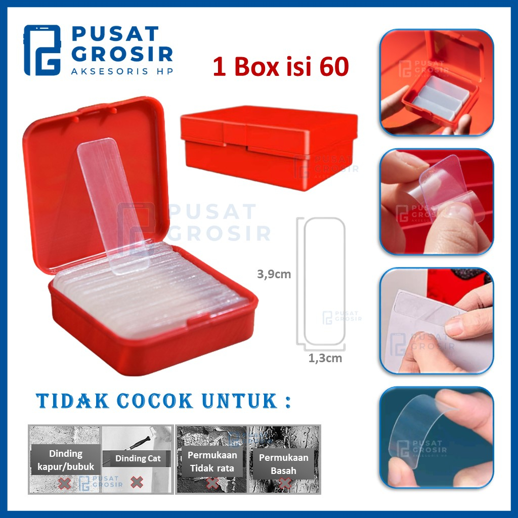 Jual Double tape transparan mini isi 60 free Box Perekat parabotan ...