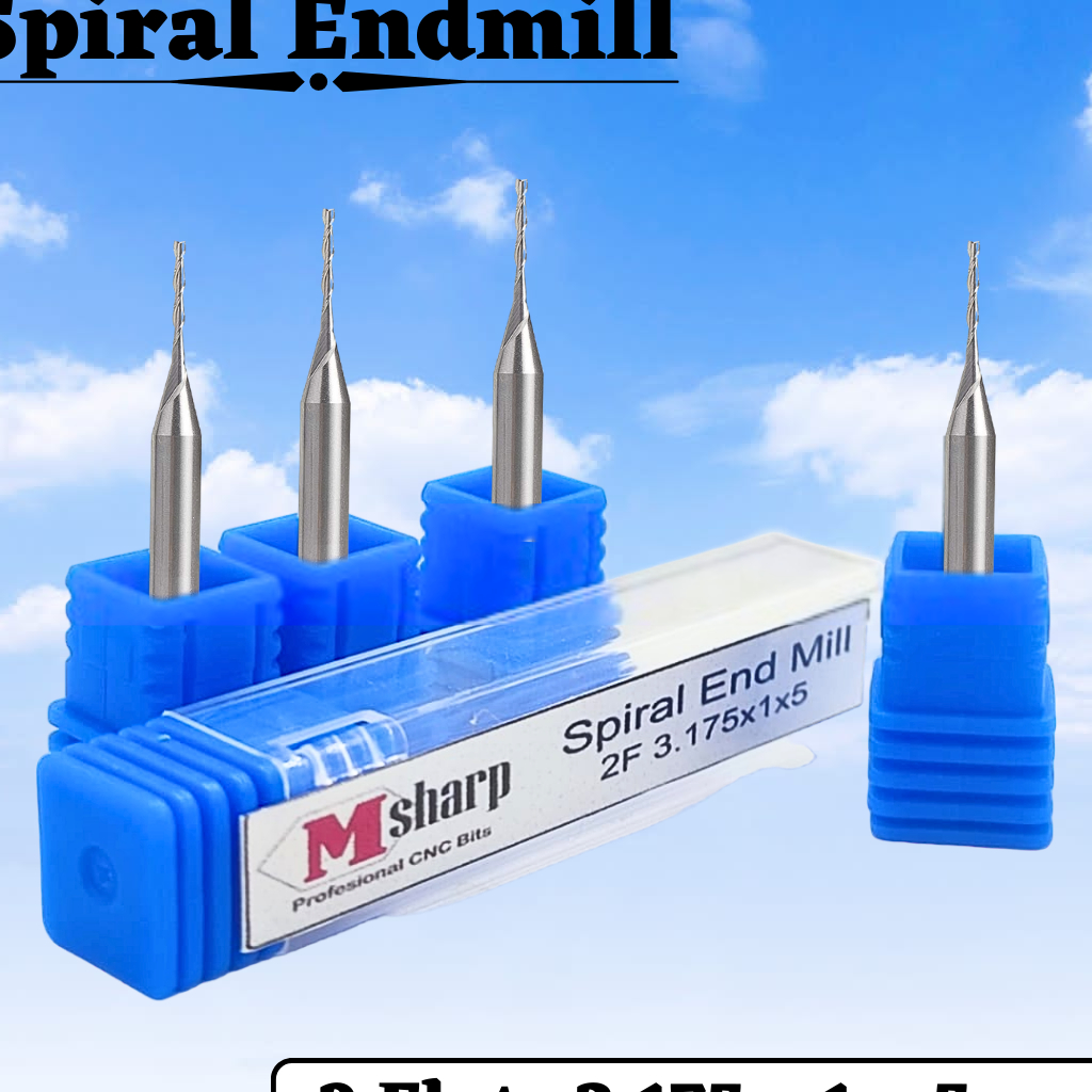 Jual Ms7 End Mill spiral 2F 1mm endmill 1 mm router cnc acrylic kayu ...