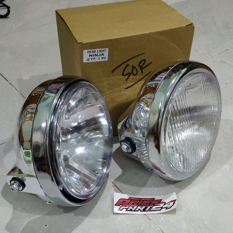 Jual lampu ninja ss bulat crom lampu depan set ninja paket lampu batok ...