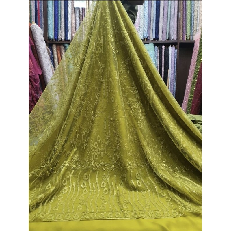 Jual bahan/kain tile francis/kain tile meteran terbaru/brokat tile/kain ...