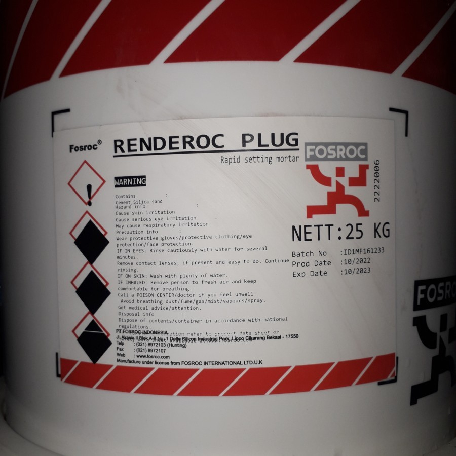 Jual Renderoc plug fosroc 25kg | Shopee Indonesia