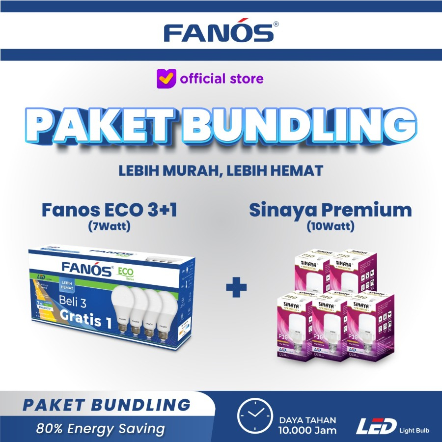 Jual Bundling Fanos Eco 7W [3 Gratis 1] & Sinaya Premium 10W [4 Gratis 1] Lampu LED Bohlam Murah ...