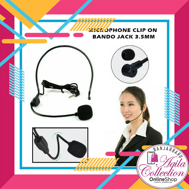 Jual MIC CLIP ON MIKROFON KABEL BANDO HEADSET 3,5MM | Shopee Indonesia