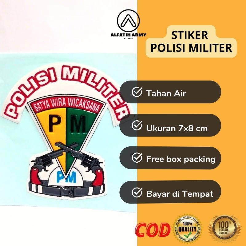 Jual Stiker Polisi Militer Timbul Terbaru Satuan Motor ALFATIH ARMY ...