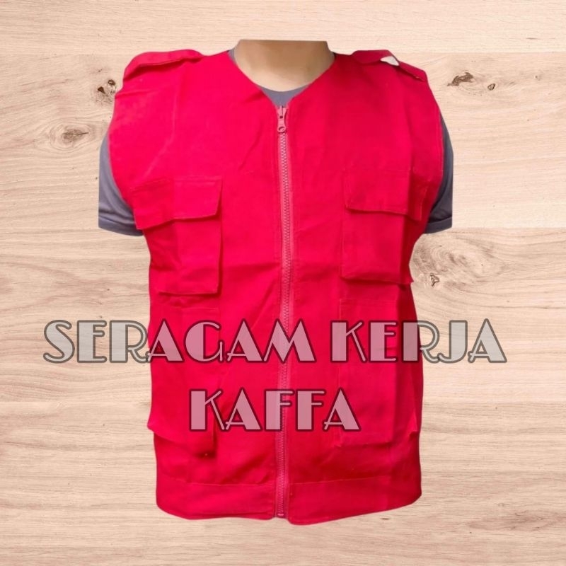 Jual Rompi Polos Merah Proyek Rompi KATUN Lapangan Rompi dengan Furing ...