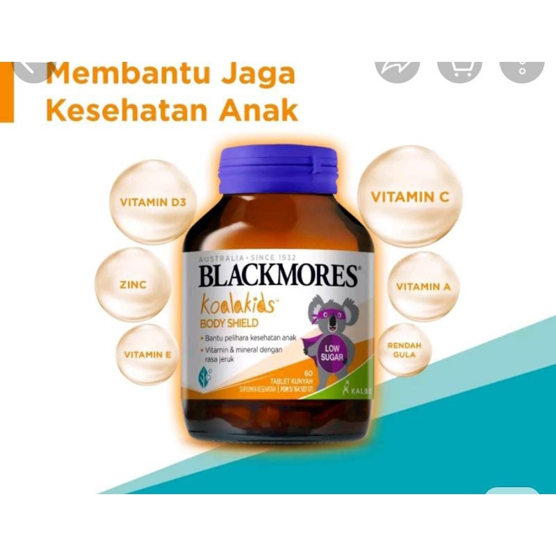 Jual Blackmores Koalakids Koala kids body shield 60 tablet kunyah ...