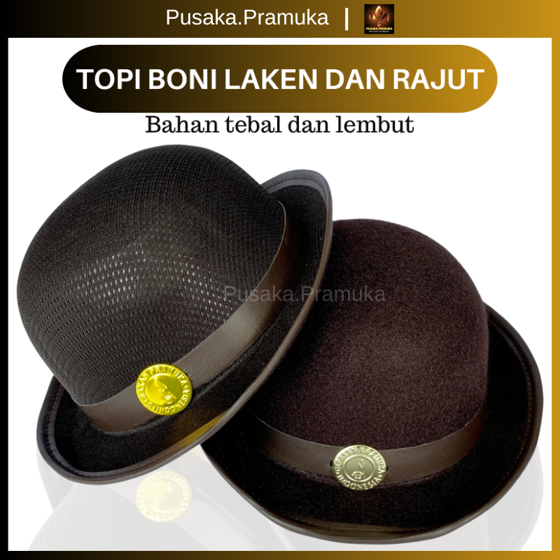 Jual Topi Boni Pramuka Putri Bahan Laken/Bludru dan Rajut/Jaring Tebal ...