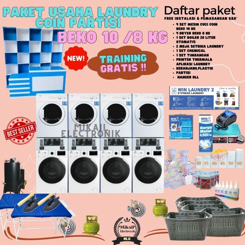 Jual PAKET USAHA LAUNDRY COIN / KOIN PARTISI 4 STACK BEKO SUPER KUMPIT ...