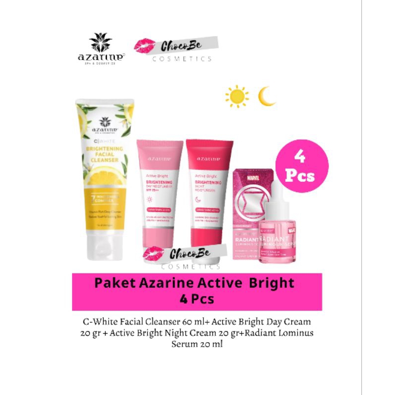Jual Paket Azarine Active Bright 4 Pcs (C-White Facial Cleanser+ Day ...