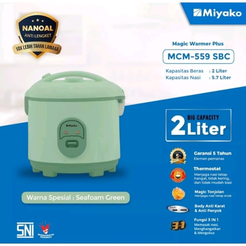 Jual Magic Com/Rice Cooker Miyako MCM-559 SBC Kapasitas 2Liter Garansi Resmi Promo Termurah ...