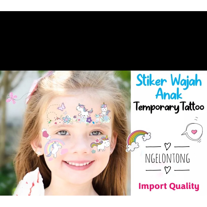 Jual tato anak tattoo temporary temporer bisa dihapus motif unicorn ...