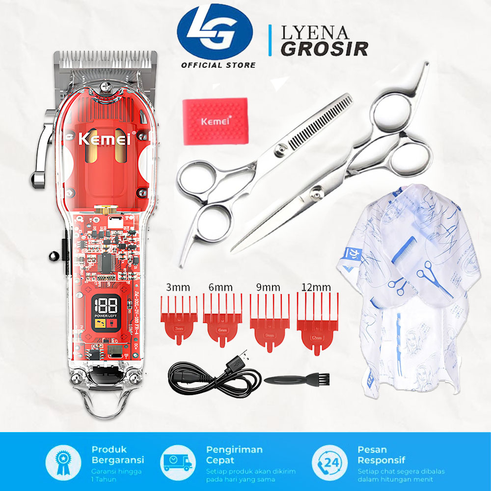Jual KEMEI KM-1761 CLIPPER RAMBUT LCD DISPLAY SET GUNTING SASAK LURUS JUBAH BARBERSHOP KM 1761 ...
