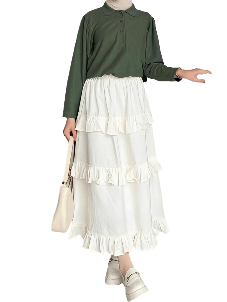 Jual Yorie rok panjang rok rampel ruffle panjang bahan twiscone size ...