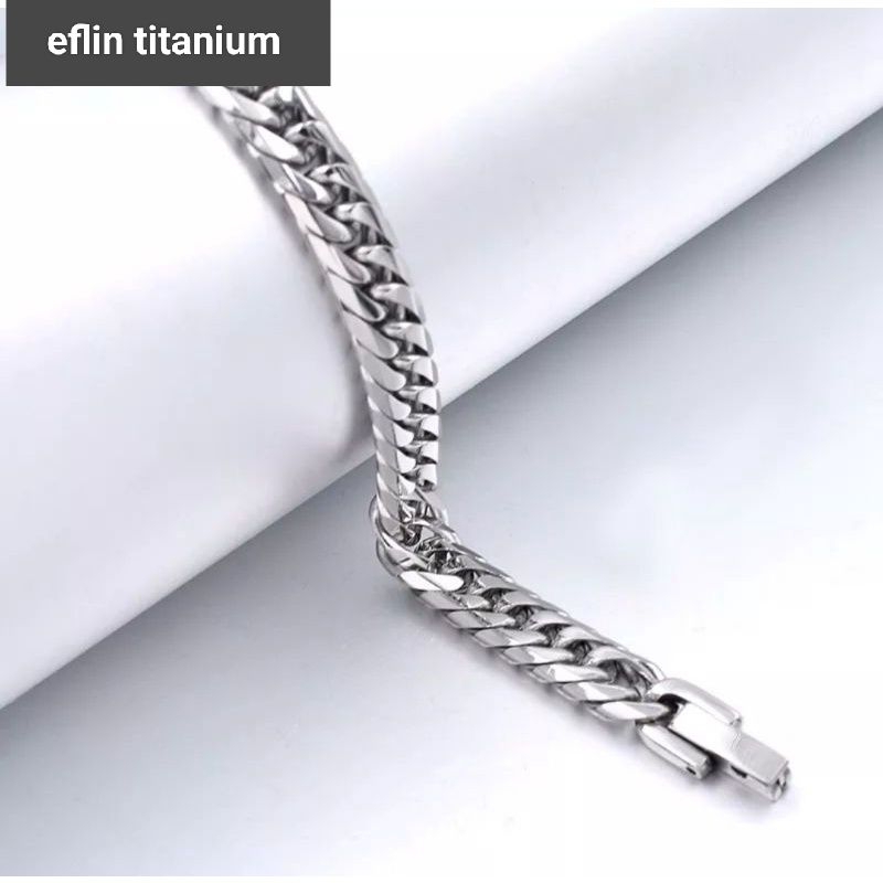 Jual COD GELANG TITANIUM RANTAI BAJA SILVER MODEL TERLARIS RANTAI KOTAK ...