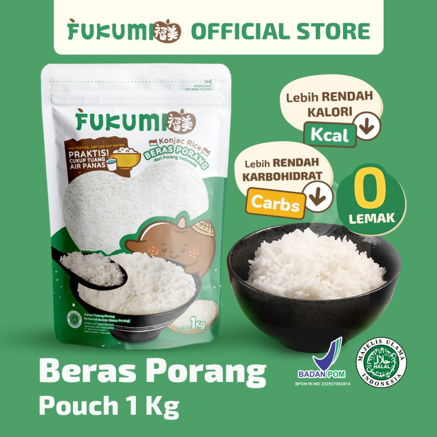 Jual Fukumi Konjac Rice Beras Porang Pouch 1 kg Halal MUI | Shopee ...