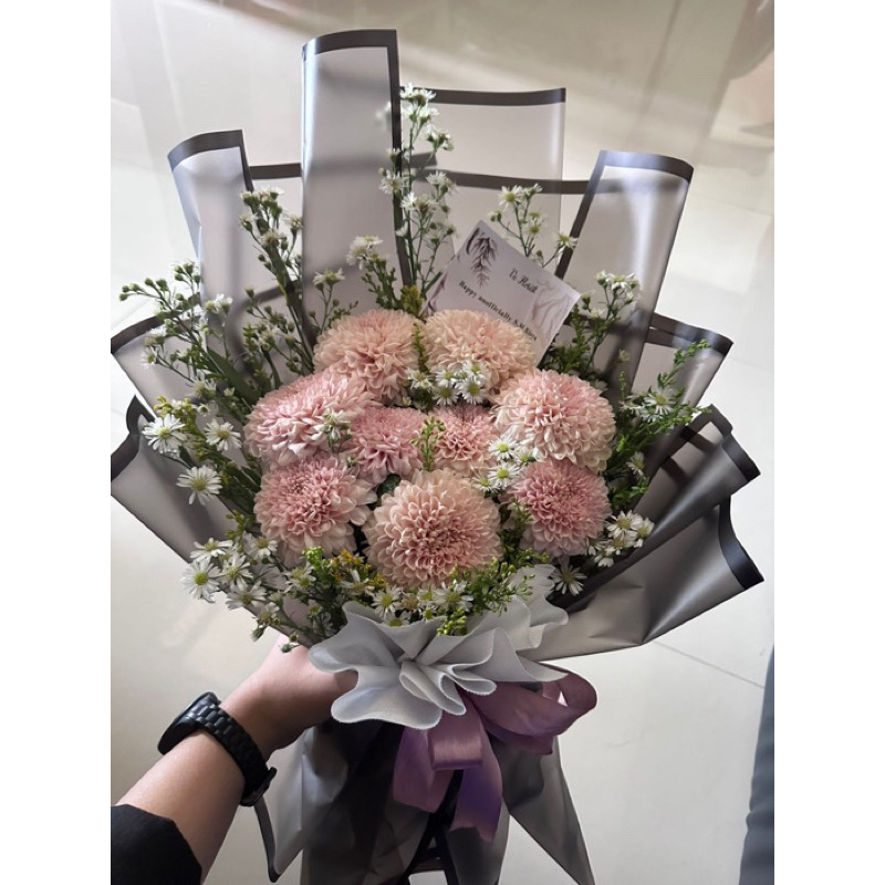 Jual buket bunga gompi segar / frash rose bouquet / bucket murah ...