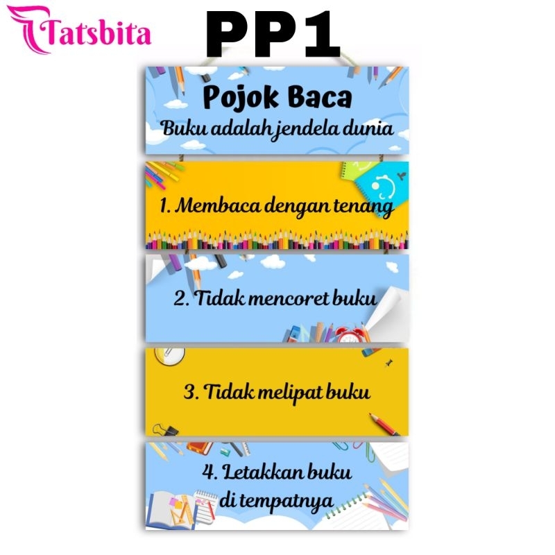 Jual TATSBITA PAJANGAN HIASAN DINDING DEKORASI WALL DECOR POJOK BACA PERATURAN DI PERPUSTAKAAN ...