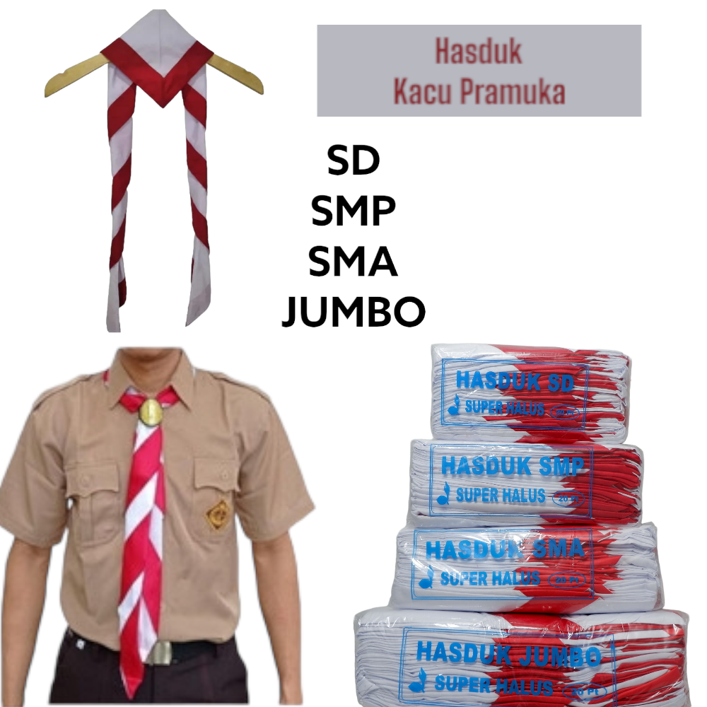 Jual Kacu Hasduk Dasi Pramuka Merah Putih SD SMP SMA Jumbo Pembina Guru ...