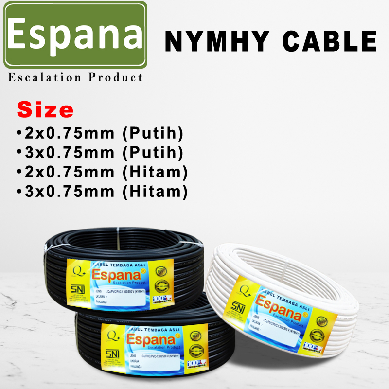 Jual Kabel Listrik NYMHY / Kabel Espana 2x0.75mm 3x0.75mm Tembaga Asli | Shopee Indonesia