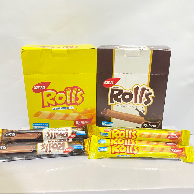 Jual NABATI ROLLS Chocolate Wafer Stick &Cheese Wafer Stick 24pcs | Shopee Indonesia