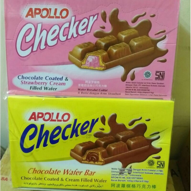 Jual Apollo Checker/ Chocolate Wafer Bar/ Biskuit Berlapis Coklat dan ...